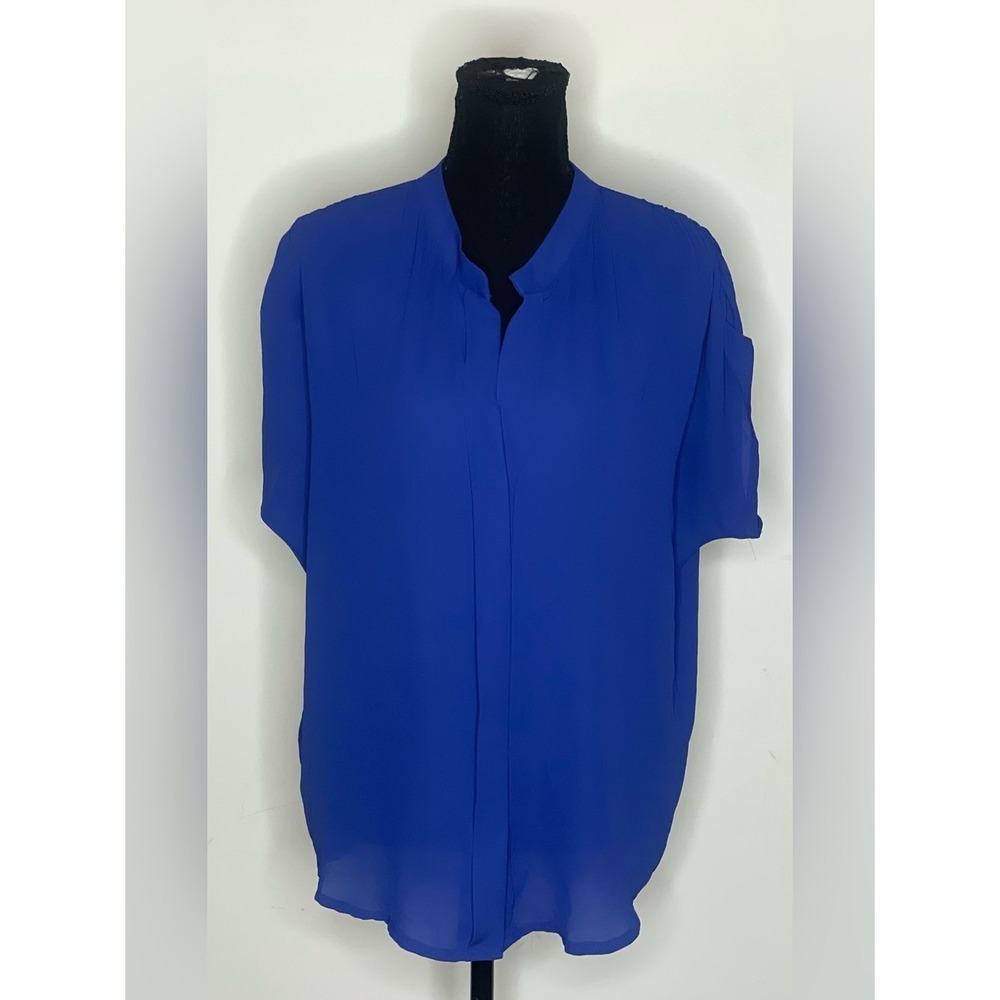 GoGo Tom's | Tops | Gogo Toms Royal Blue Split Neck Ruched Shoulder ...